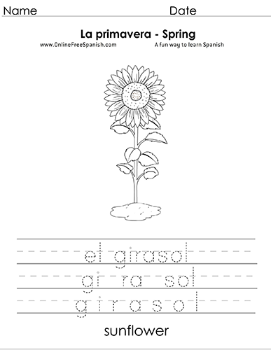 spring coloring pages spanish